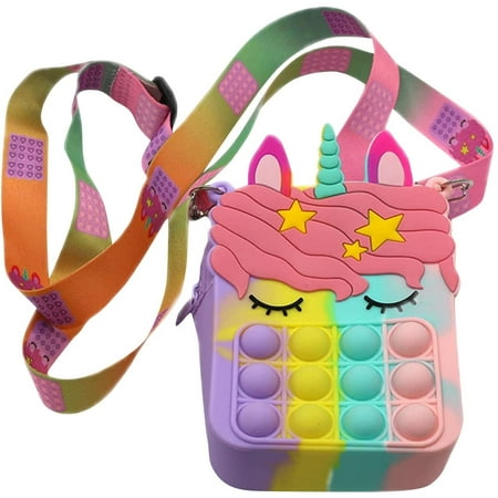 Pop It Purse Shoulder Bag Fidget Toys Rainbow Simple Pop Fidget Bag Toy ...