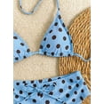Blue Polka Dot Triangle Spaghetti Strap Bikini Set With Tie-Side ...
