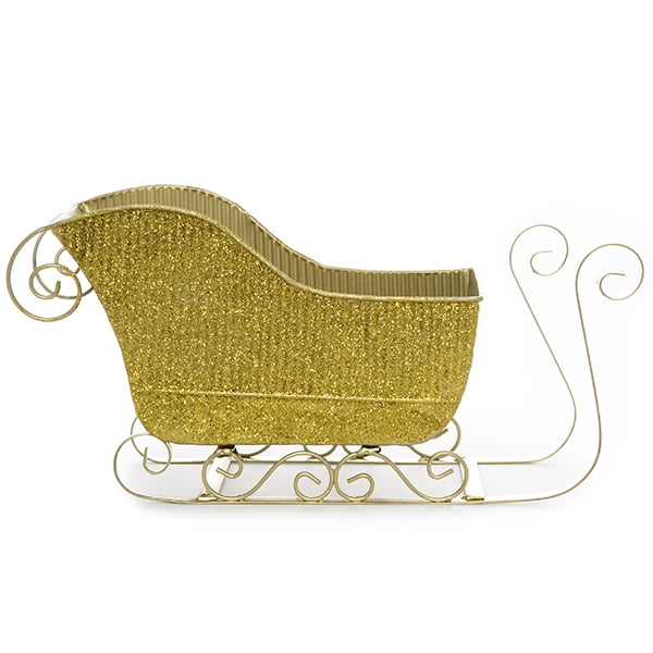 Holiday Gold Glitter Sleigh - Large 10in - Walmart.com