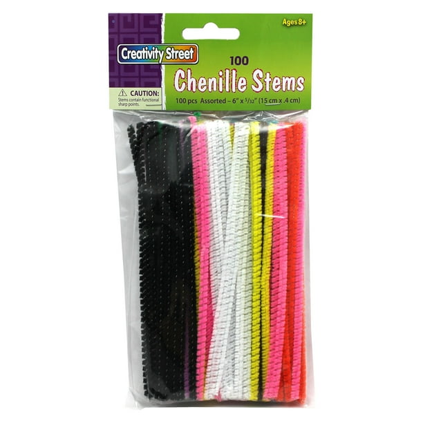 Chenille Stems, 6", Assorted Colors, 24 Packs of 100 - Walmart.com