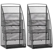Set of 2 - 7-Pocket Wire Magazine Rack with Vertically-Stacked Pockets ...