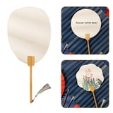 Yesbay White Round Fan with Tassels DY Wood Handle Chinese Style Dance ...