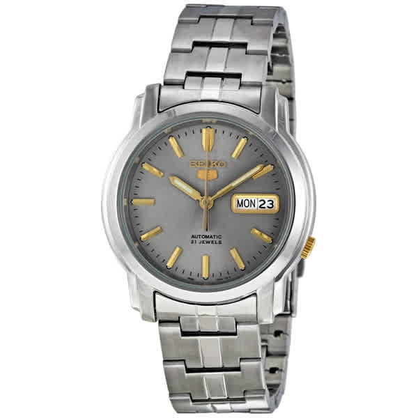 Seiko Men's 5 Automatic Grey Dial Stainless Steel Watch SNKK67 ...