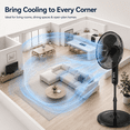 16" Oscillating Standing Fan with Remote, 3-Speed, Height Adjustment ...
