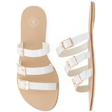 Gallery Seven Tri-Strap Slide Sandals for Women - Walmart.com