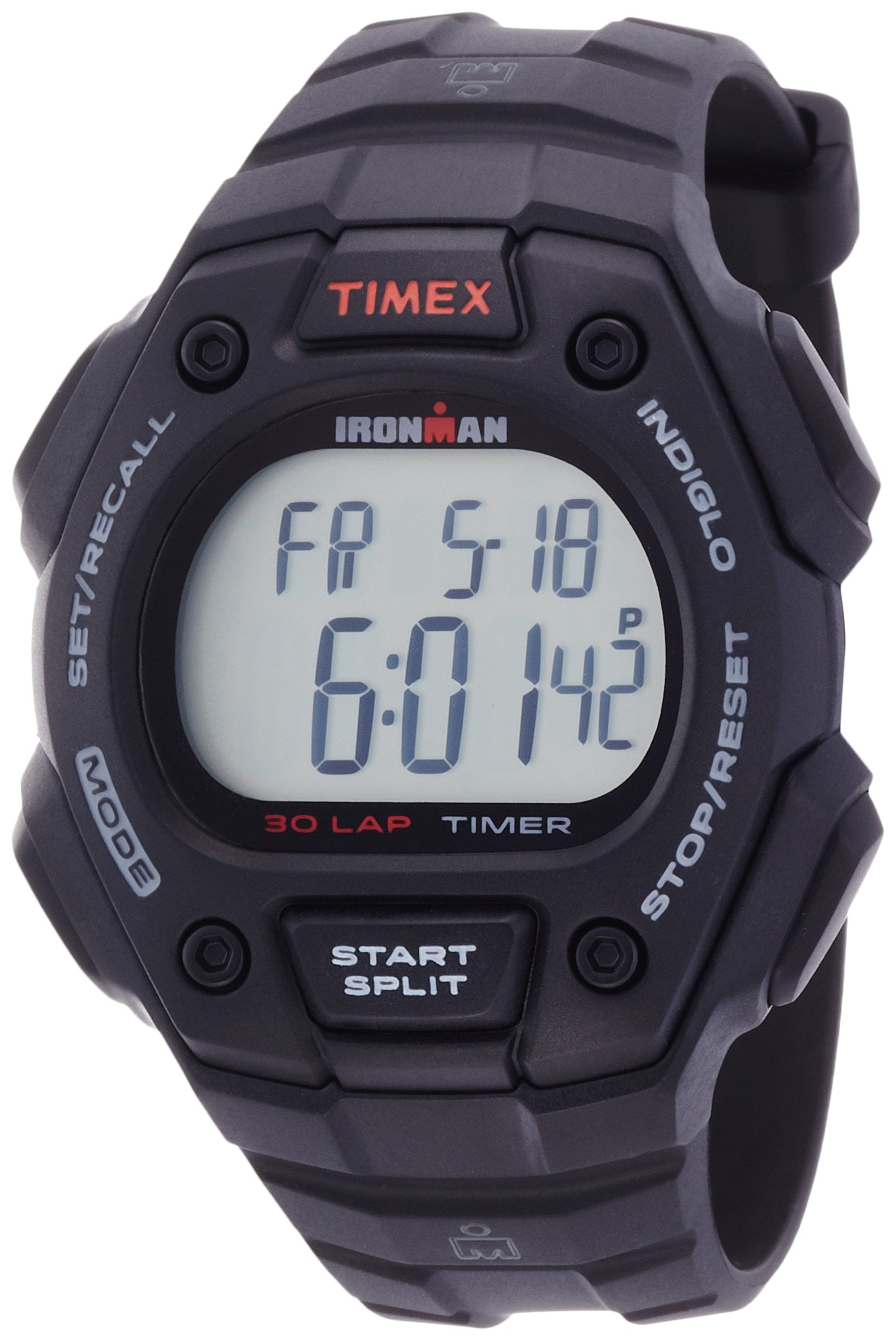 Timex Unisex Quartz Watch with LCD Dial Digital Display and Black Resin ...