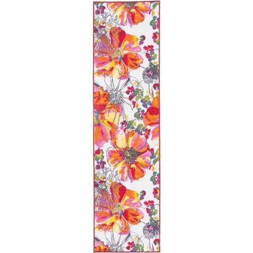 Multicolored Modern Bright Flowers Non-slip Non-skid Area Rug or Runner ...