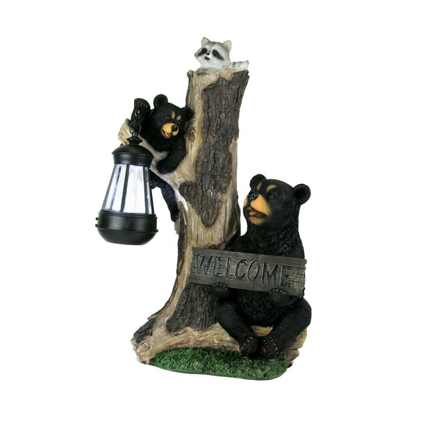DWK Corporation Forest Greeting Black Bears LED Solar Lantern Welcome ...