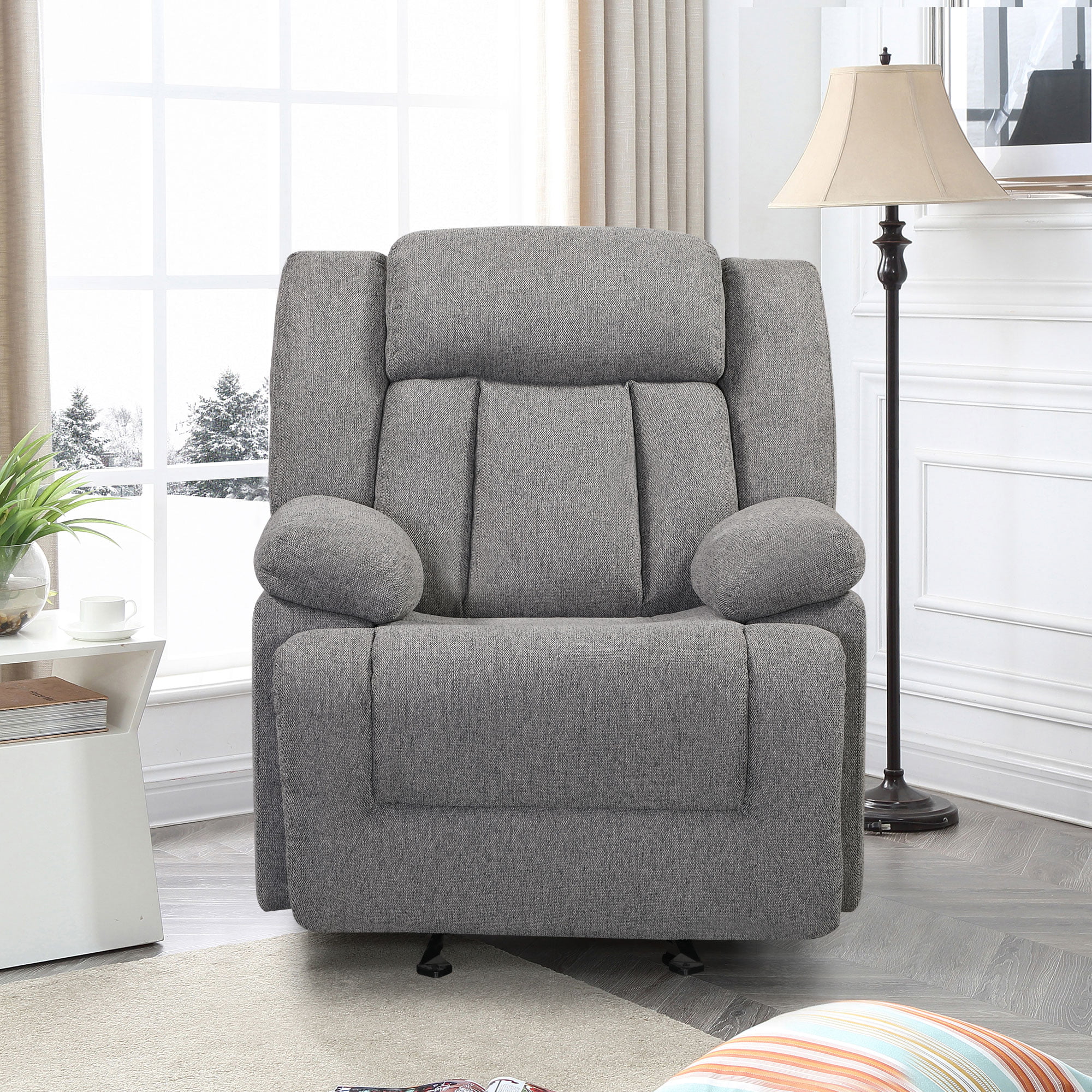 Cfowner Fabric Recliner Chair for Living Room, Reclining Home Theater ...
