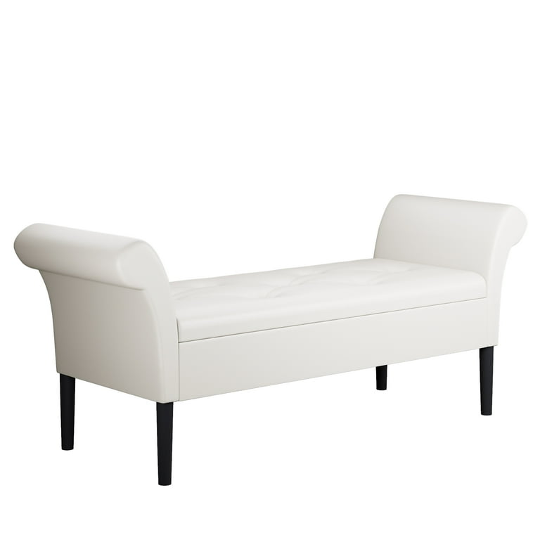 White bedroom bench with arms store