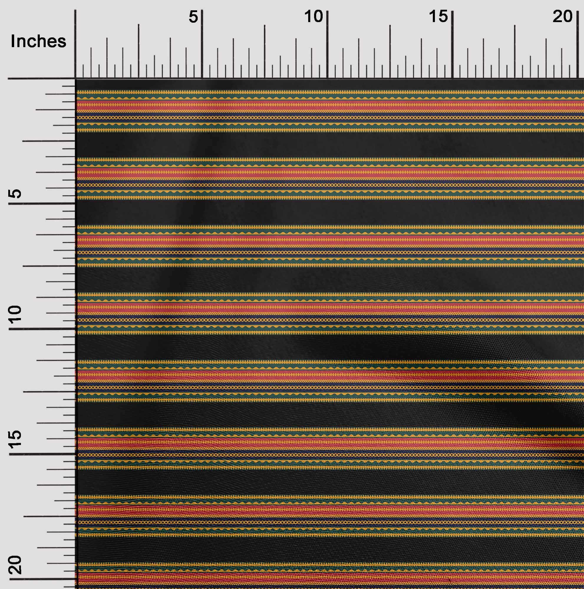 oneOone Organic Cotton Voile Fabric Waves & Geometric Stripe Print ...