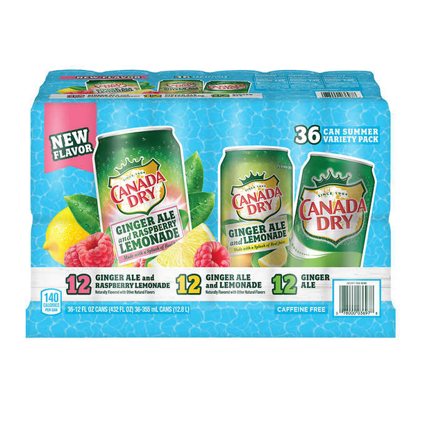 Canada Dry Ginger Ale Summer Variety Pack, 12 Fl oz, 36 Pack - Walmart.com