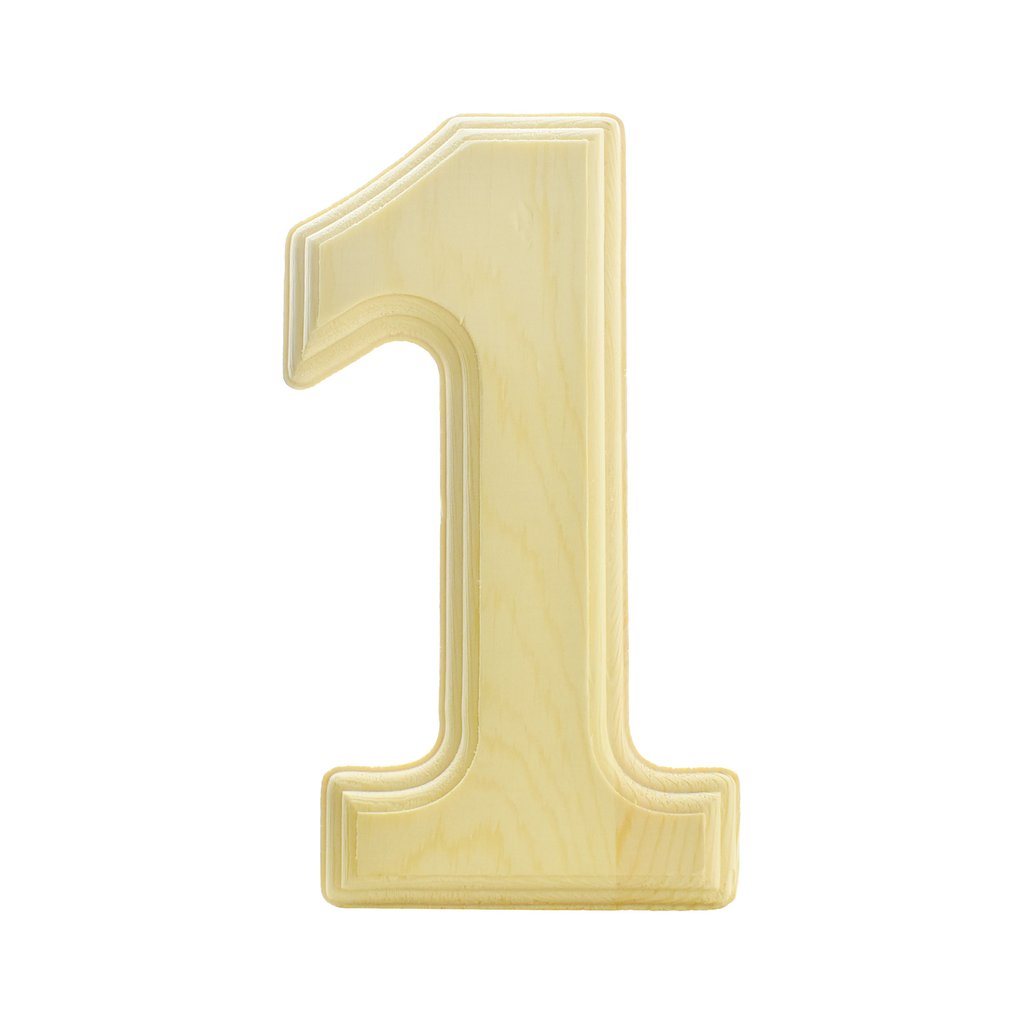 Pine Wood Beveled Wooden Number 1, Natural, 5-13/16-Inch - Walmart.com