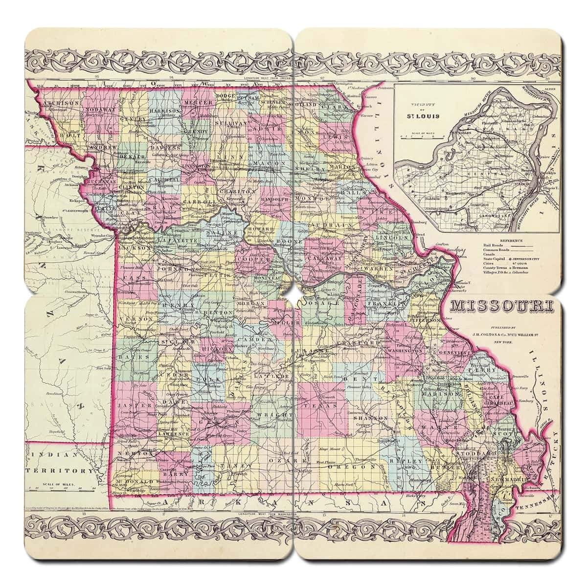 Missouri Old World Map Coaster - Walmart.com