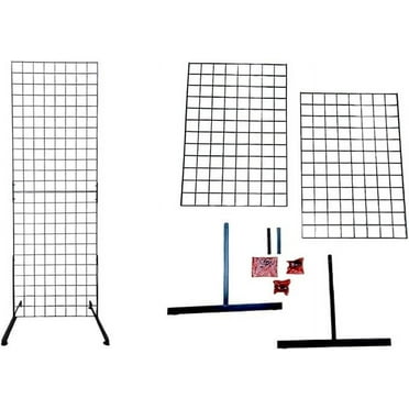 2-Pack Gridwall Panel Display Stand,2' X 5.6' Heavy Duty Floor Standing ...