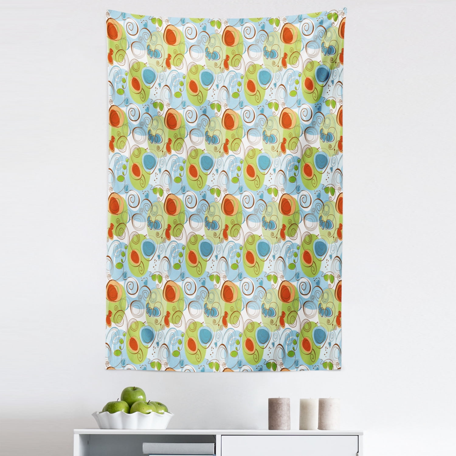 Funky Tapestry, Whimsical Fun Pattern with Random Swirls Spirals Color ...