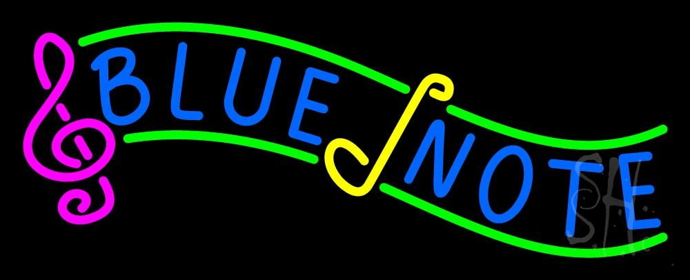 Blue Note 2 LED Neon Sign 10" Tall x 24" Wide - inches Black Square Cut ...