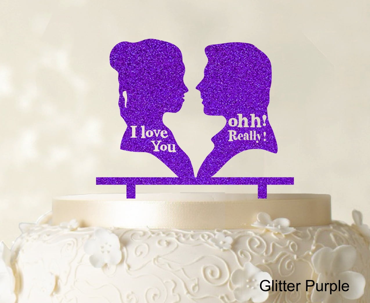 "Couple Wedding Cake Topper PersonalizedGlitter Purple Cake Topper ...