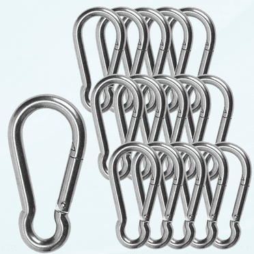 10Pcs D-Shape Spring Clip Carabiner Hook Stainless Steels Hook Spring ...