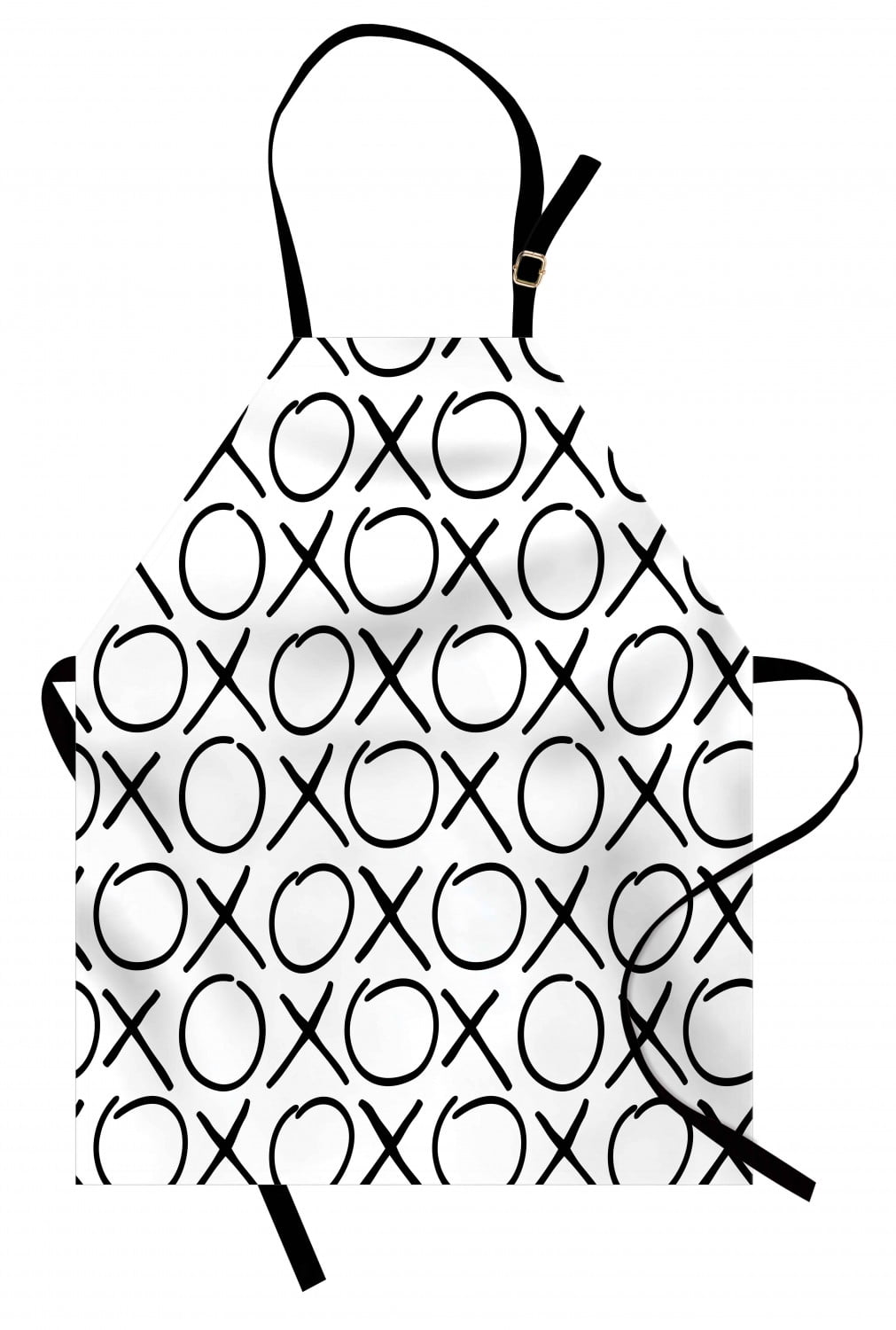 Xo Apron Doodle Style Pattern with Friendship Monochrome Letters ...