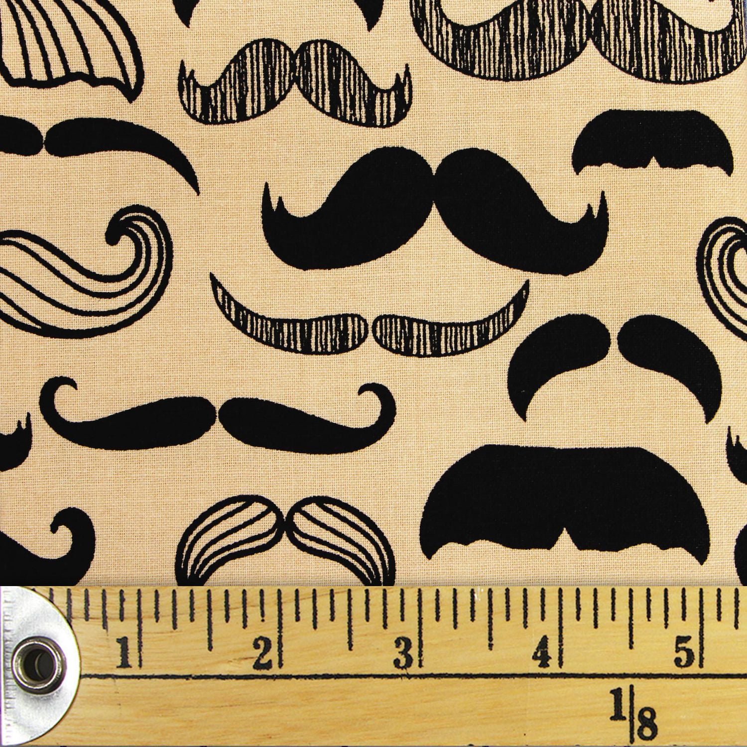 Click here for Fabric Creations Tan With Black Mustaches Fat Quar... prices