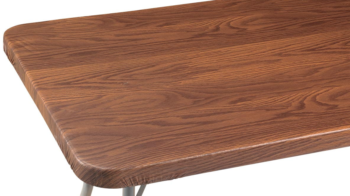 Wood Grain Vinyl Elasticized Banquet Table Cover, Soft Fleece Back ...