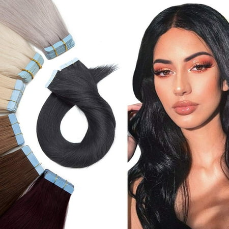 Glue In Hair Extensions Human Hair Tape In Real Human Hair Skin Weft ...