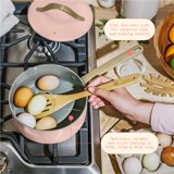 Beautiful 12pc Ceramic Non-Stick Cookware Set, Rose by Drew Barrymore ...