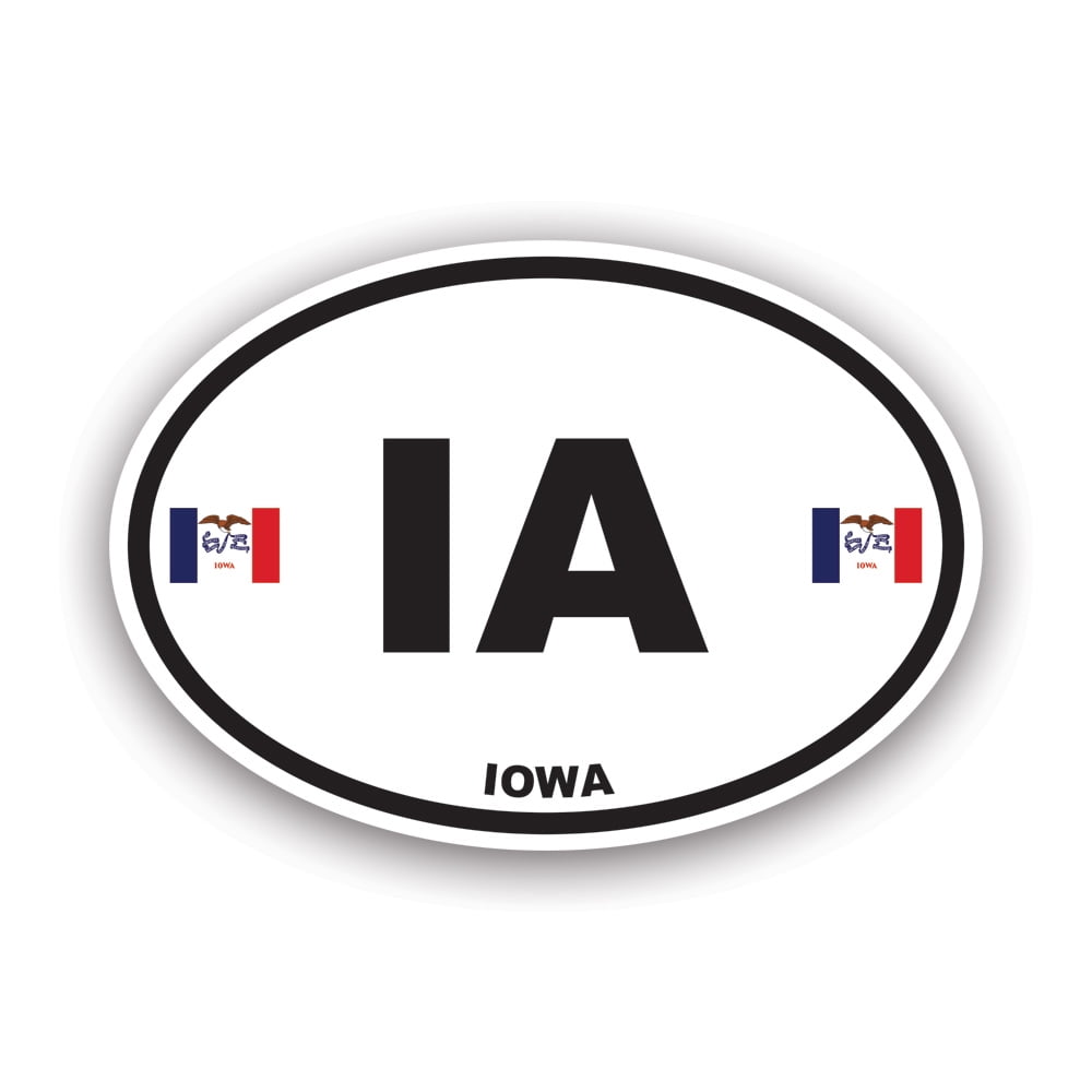 Iowa Flag Oval Sticker Decal - Self Adhesive Vinyl - Weatherproof ...