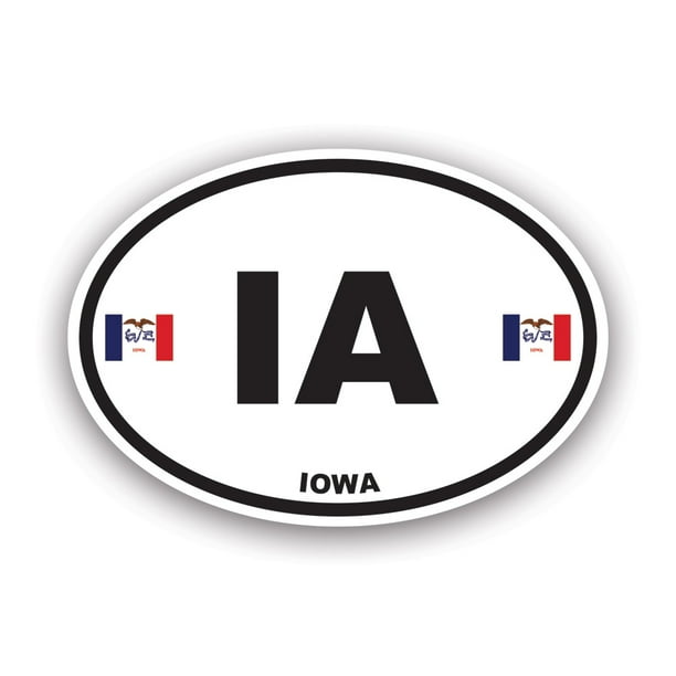 Iowa Flag Oval Sticker Decal - Self Adhesive Vinyl - Weatherproof ...