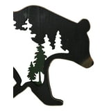 Rustic Black Bear With Pine Trees Forest Silhouette Cutout Wooden Wall ...