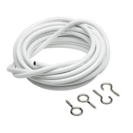 Net Curtain Wire White Window Cord Voil Expanding Cable with Free Hooks ...