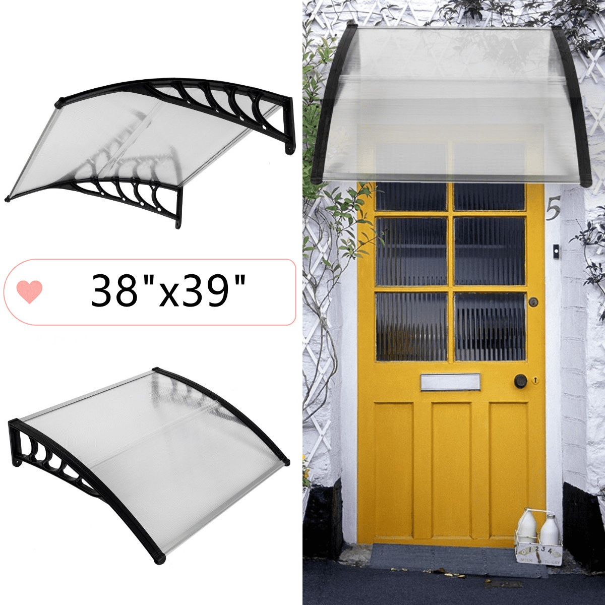 Goorabbit Window Awning 40 By 40, Polycarbonate Window Awning Overhead ...