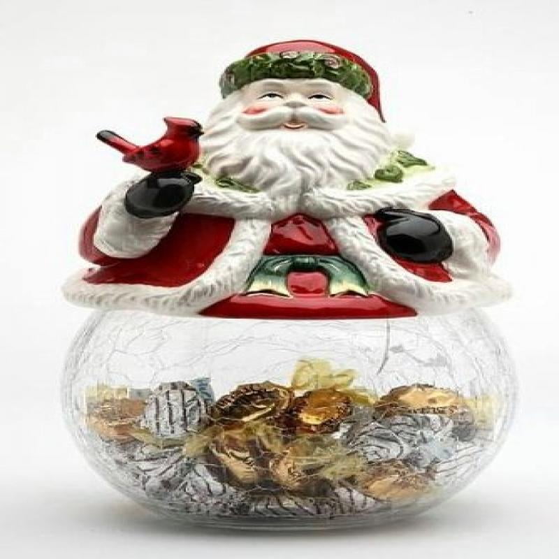 Cosmos Gifts 10560 Santa Cardinal Cookie/Candy Jar with Ceramic Jar, 9 ...