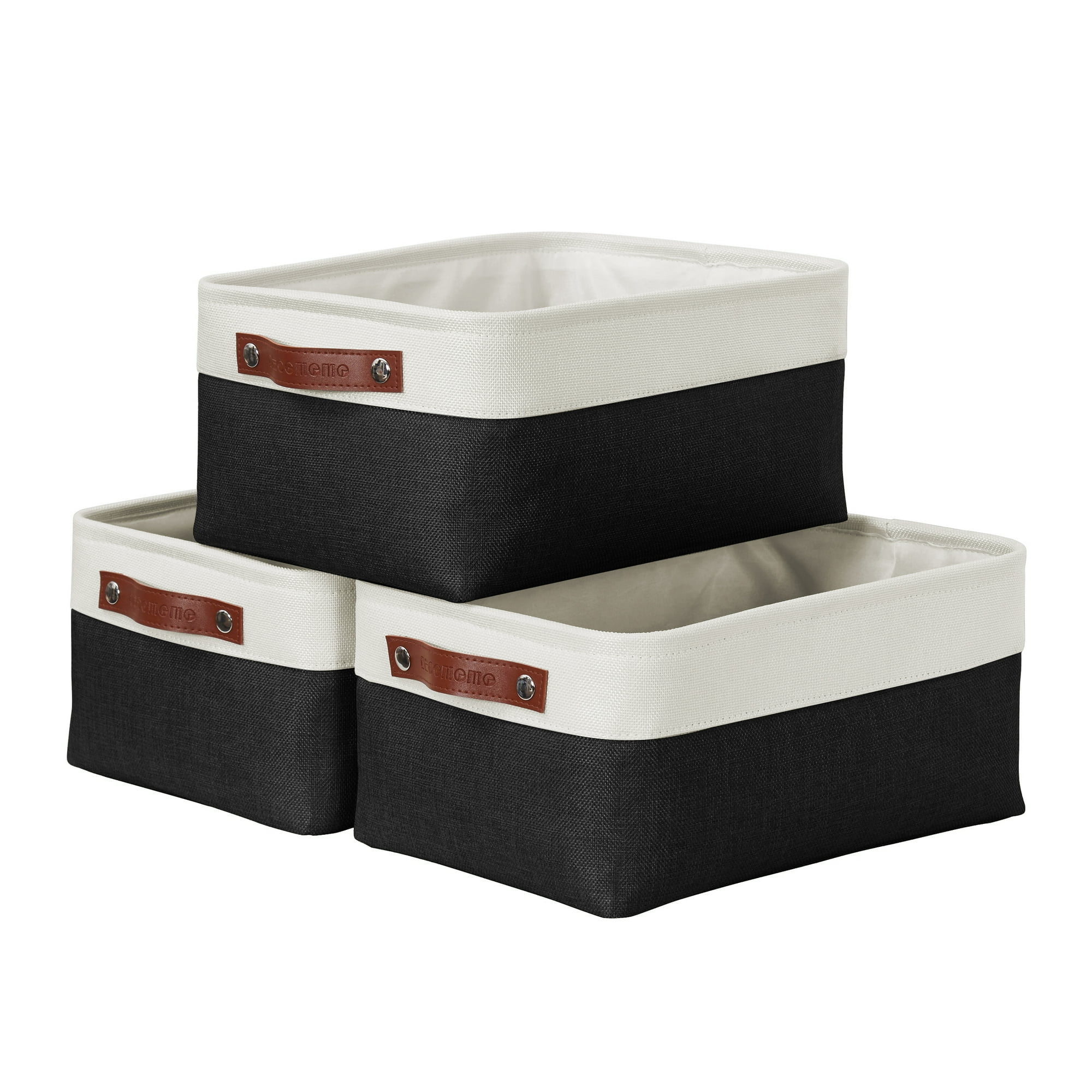 Decomomo Baskets Storage Organization Bins  Fabric Storage Baskets For Shelves And Closet Organization (Black & White  Medium - 3 Pack) Medium - 14 X