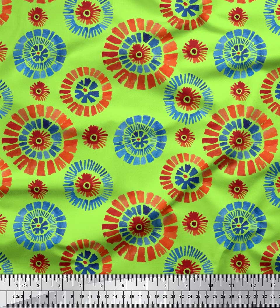 Soimoi polyester Crepe Fabric Brush Stroke Abstract Print Fabric by ...