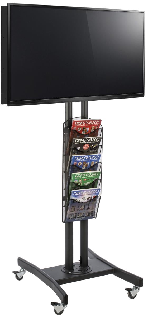 Double Sided TV Stand for 32" to 65", with 5-pocket Mesh Magazine Rack ...