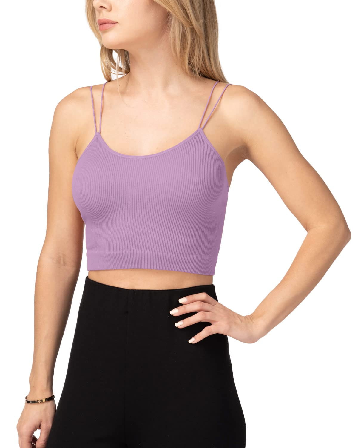 URBAN DAIZY Women's Ribbed Crop Tank Top Cami Double Spaghetti Strap ...