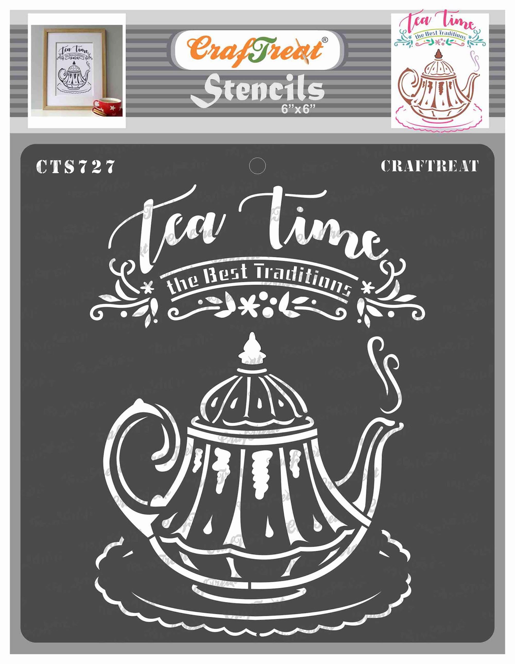 CrafTreat Tea Time Stencil for Painting and Crafting - 6"x6" - Walmart.com