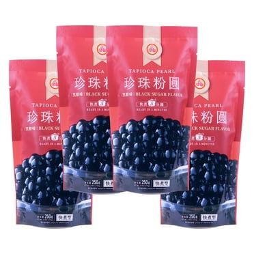 WuFuYuan - Instant Black Sugar Flavor BOBA Tapioca Pearl for Bubble Tea - 8.8 oz (250g) - 2 PACK ...