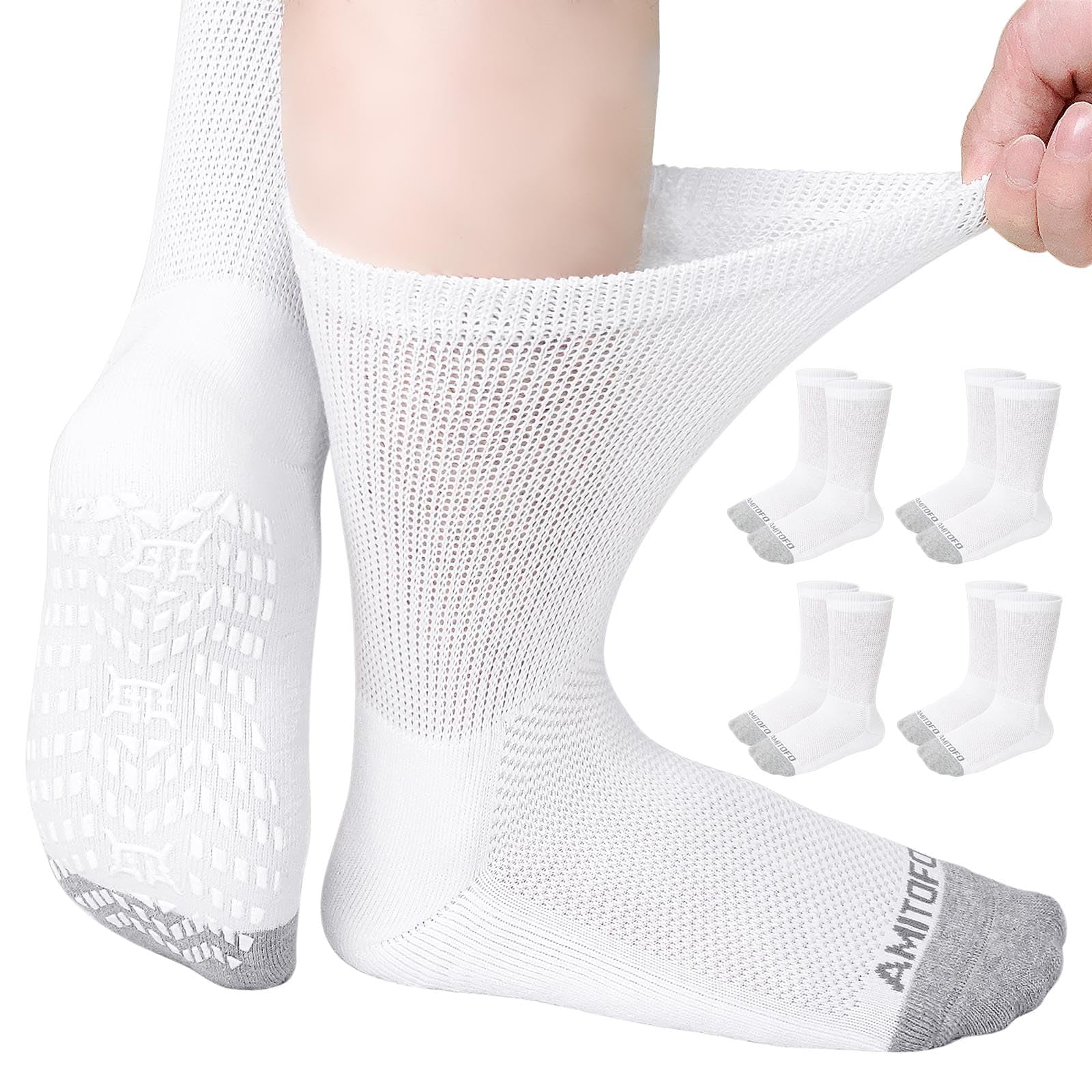 Calcetines para diabéticos CaidieNu, antideslizantes, extra anchos, 4 ...