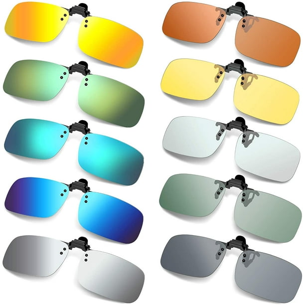 10 Pieces Polarized Clip-on Sunglasses Flip Up Rimless Sunglasses for ...