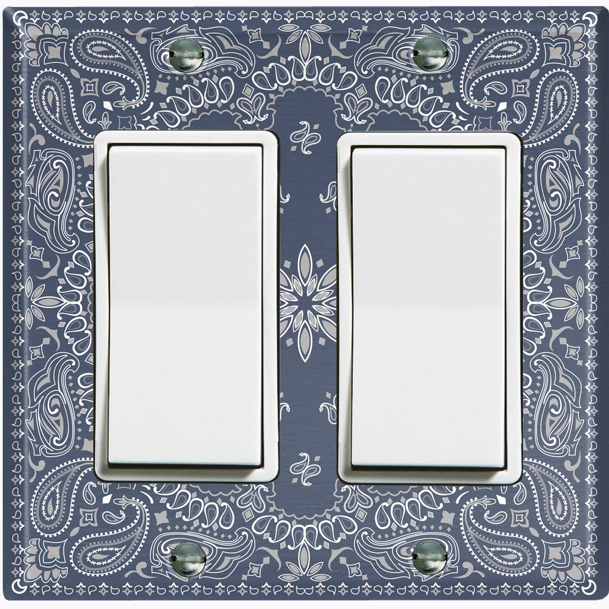 Metal Light Switch Plate Cover Gray Floral Bandana Paisley Tile Pattern ...