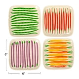 Creative Co-Op Square Stoneware Plate with 4 Vegetable Styles ...
