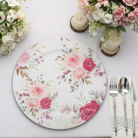 Saro Lifestyle French Style Floral Print Decorative Charger Plate - Set ...