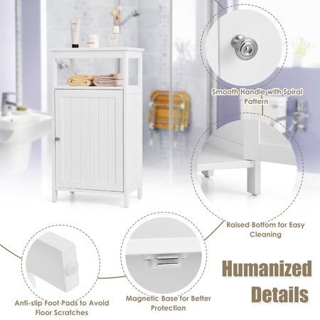 Costway Bathroom Wooden Floor Cabinet Multifunction Storage Rack ...