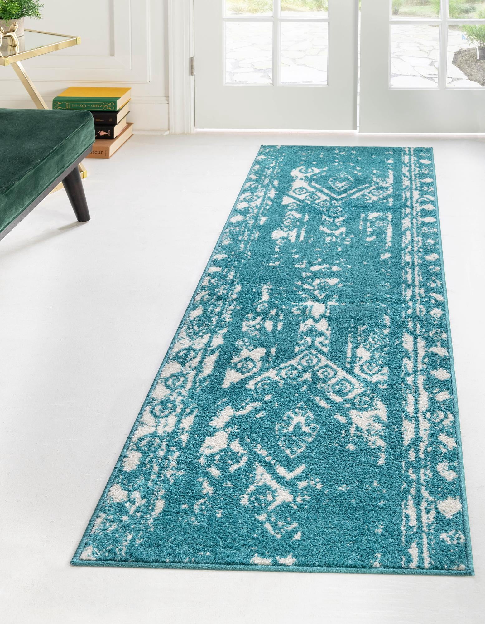 Rugs.com Lennon Collection Rug – 10 Ft Runner Turquoise Medium Rug ...