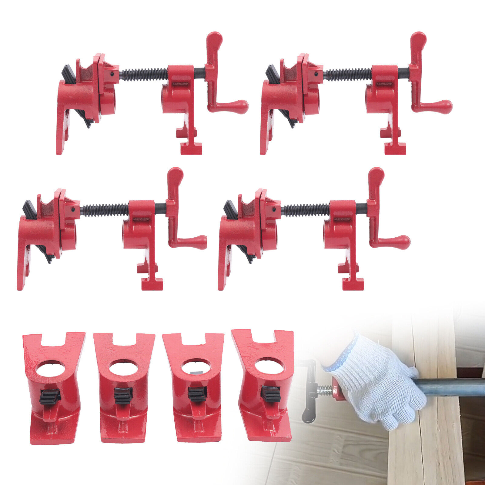 TOOL1SHOoo 3/4" Wood Gluing Pipe Clamp Set 4 Pack for Woodworking ...