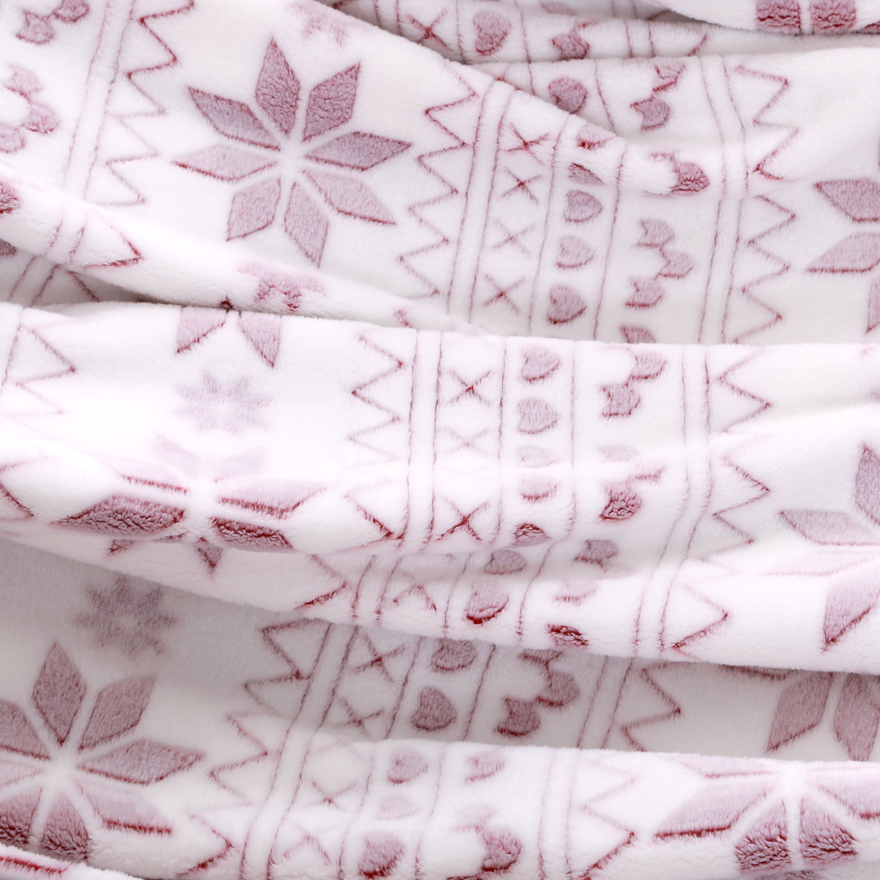 Mainstays Textured Plush Throw, 50" x 60", Red Snowflake, machine ...