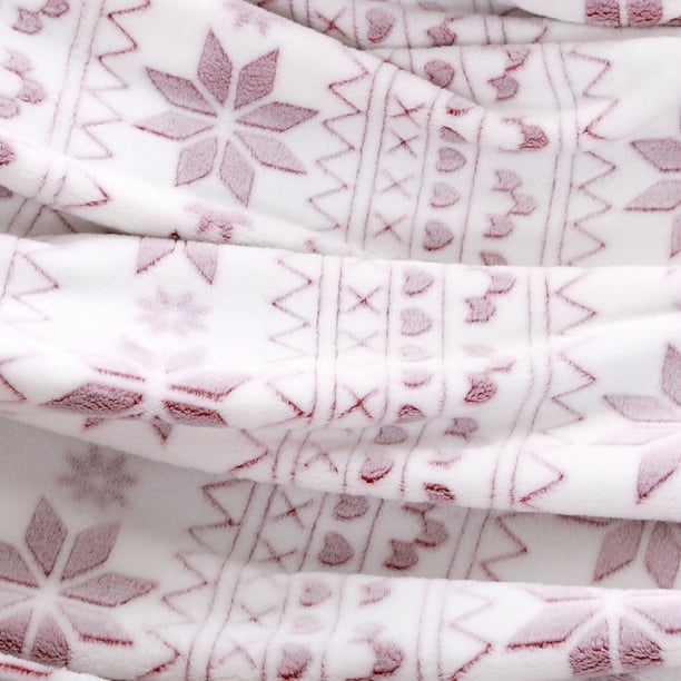 Mainstays Textured Plush Throw, 50" x 60", Red Snowflake, machine ...